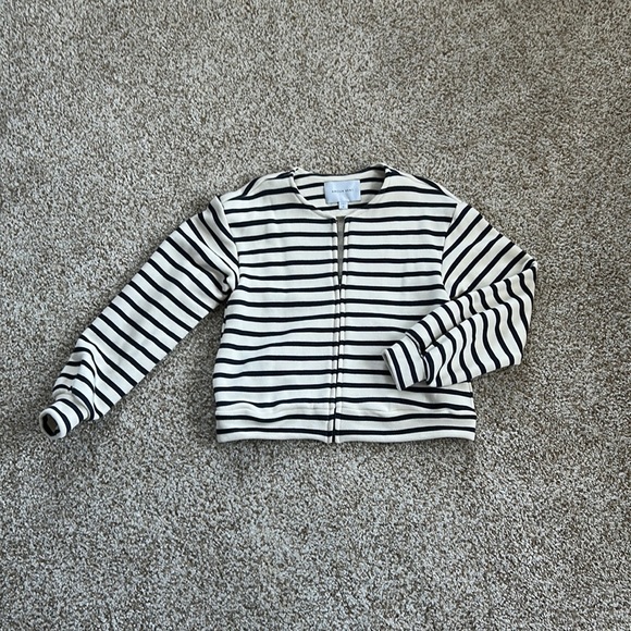 Amour Vert | Jackets & Coats | Cream Navy Blue Jacket | Poshmark